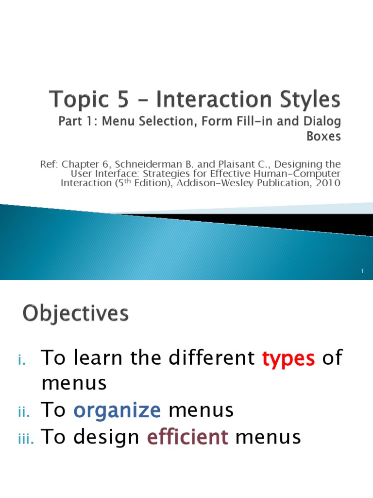 5-InteractionStyles1 - Menu Selection, Form Fill-In and Dialog Boxes ...