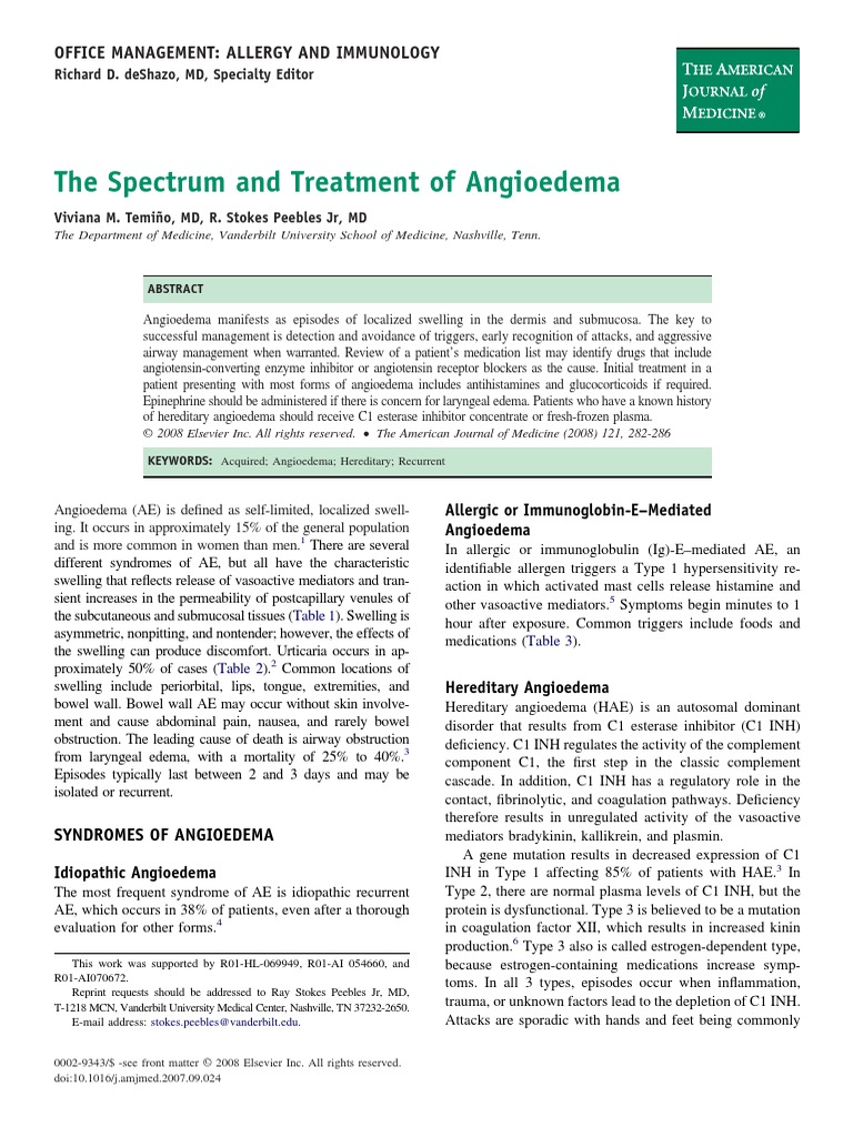 Angioedema Review | PDF | Immune System | Health Sciences