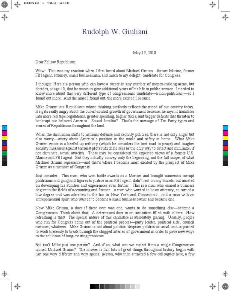 Rudy Giuliani Letter 1 | PDF | Republican Party (United States ...