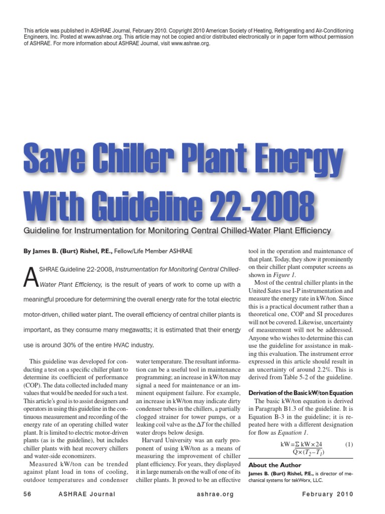 ASHRAE Journal SaveChillerPlantEnergyWithGuideline22 2008 - Feb 2010 ...