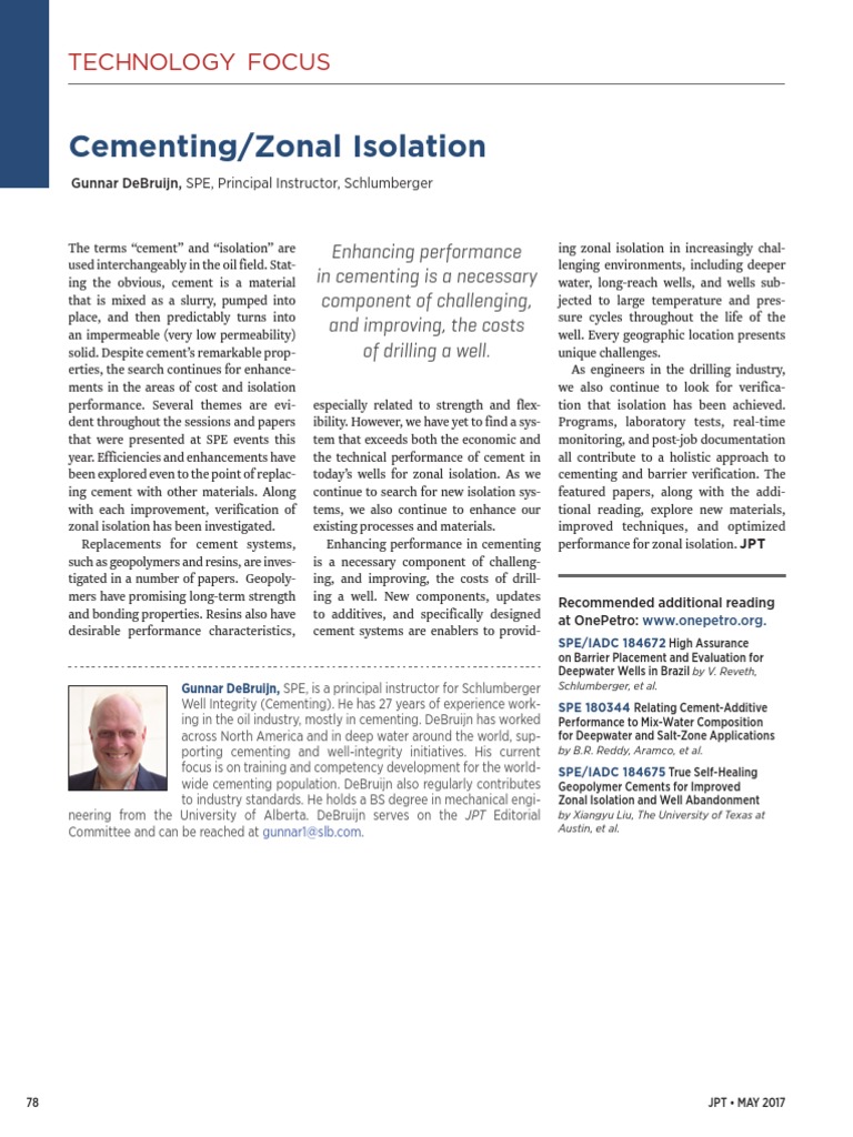 Cementing Zonal Isolation | PDF | Cement | Industries