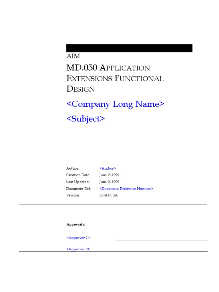 MD050 Application Extensions Functional Design | PDF | C (Programming Language) | Parameter ...