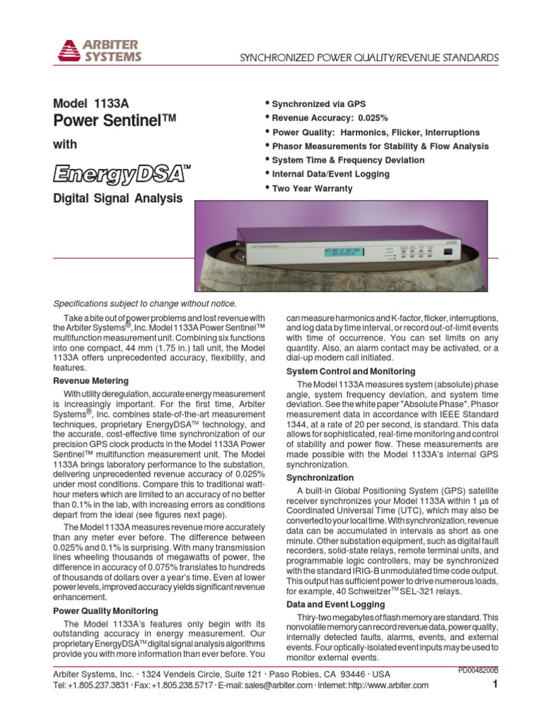 1133 Arbiter System PDF | PDF | Accuracy And Precision | Electrical ...