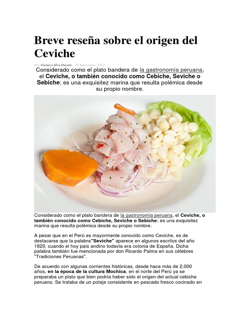 Origen del Ceviche Peruano | PDF | Cocina occidental | Comida regional ...