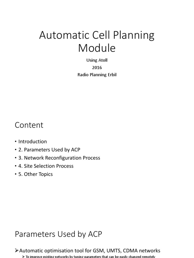 Automatic Cell Planning: Using Atoll 2016 Radio Planning Erbil | PDF ...