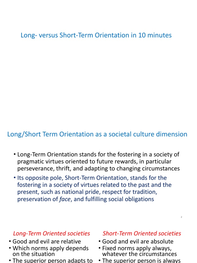 Long-Versus Short-Term Orientation in 10 Minutes | PDF | Investor ...