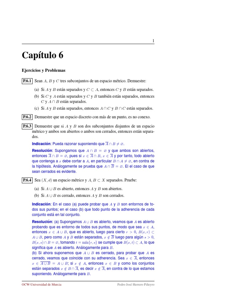 Prob Cap 6 | PDF | Espacio métrico | Intervalo (Matemáticas)