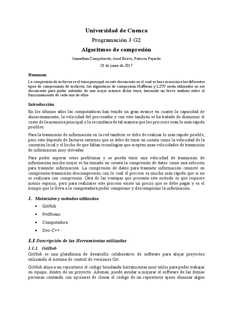 Algoritmos de Compresión | PDF | Entorno de desarrollo integrado ...
