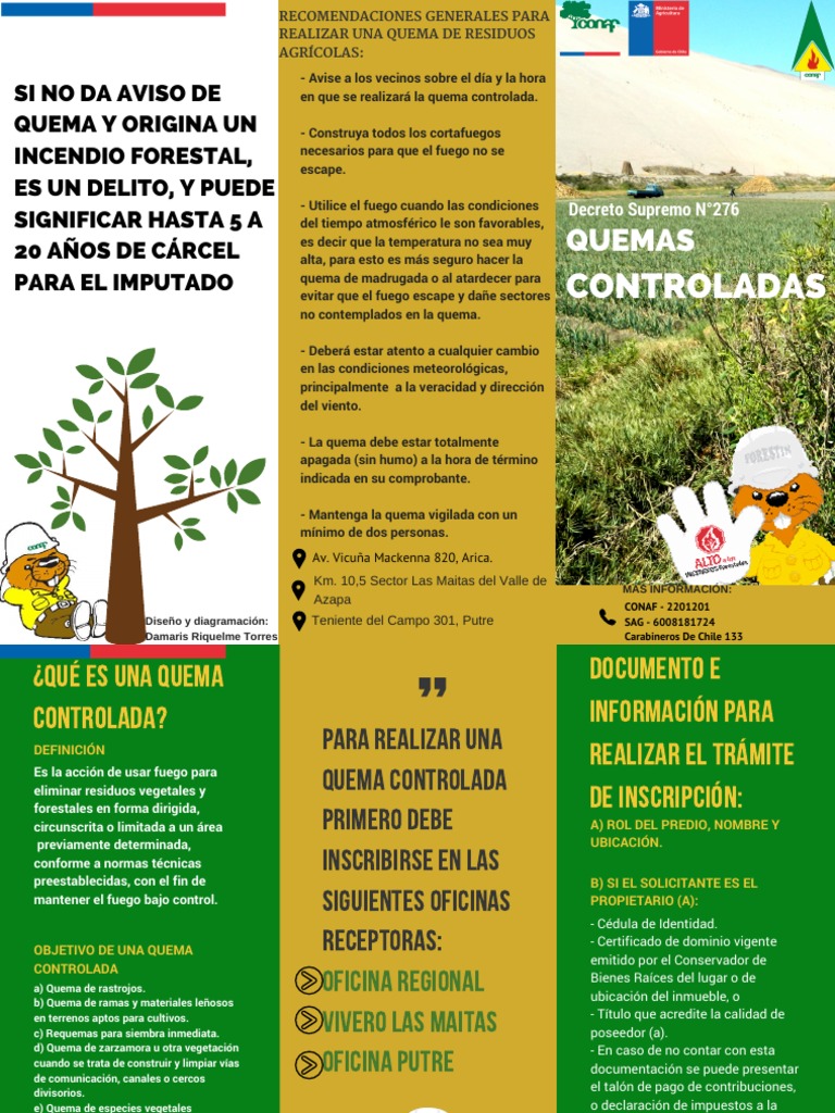QUEMA CONTROLADA Triptico | PDF | Los bosques | Conservación