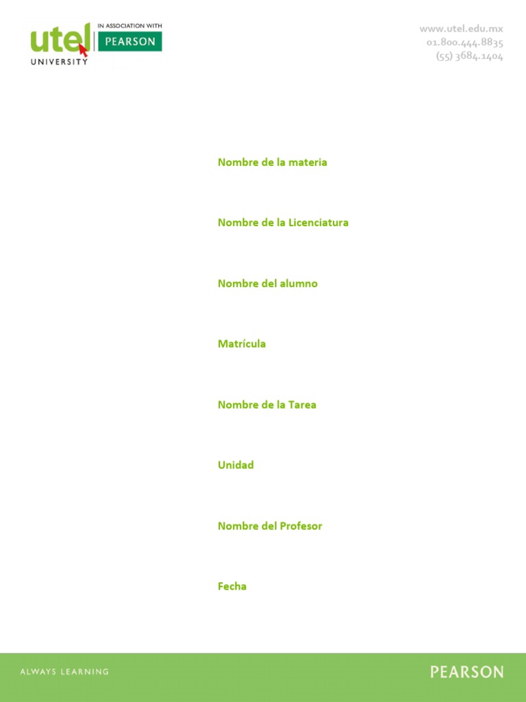 Formato de Trabajos UTEL 1 | PDF