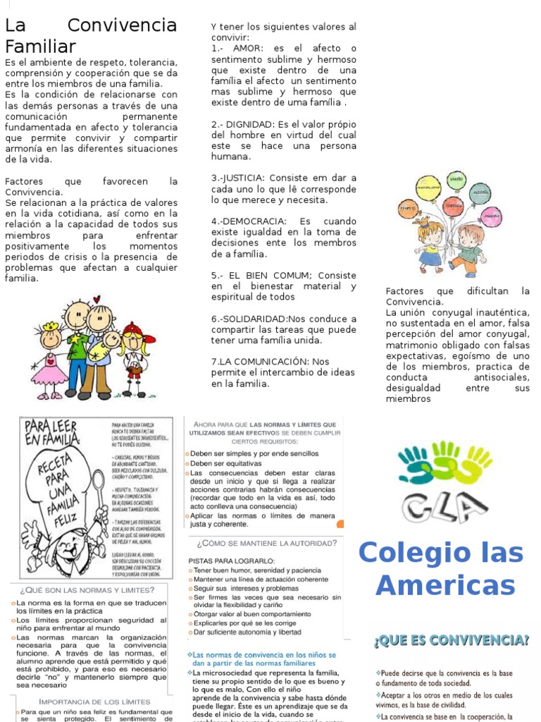 Triptico Sana Convivencia | Tolerancia | Amor