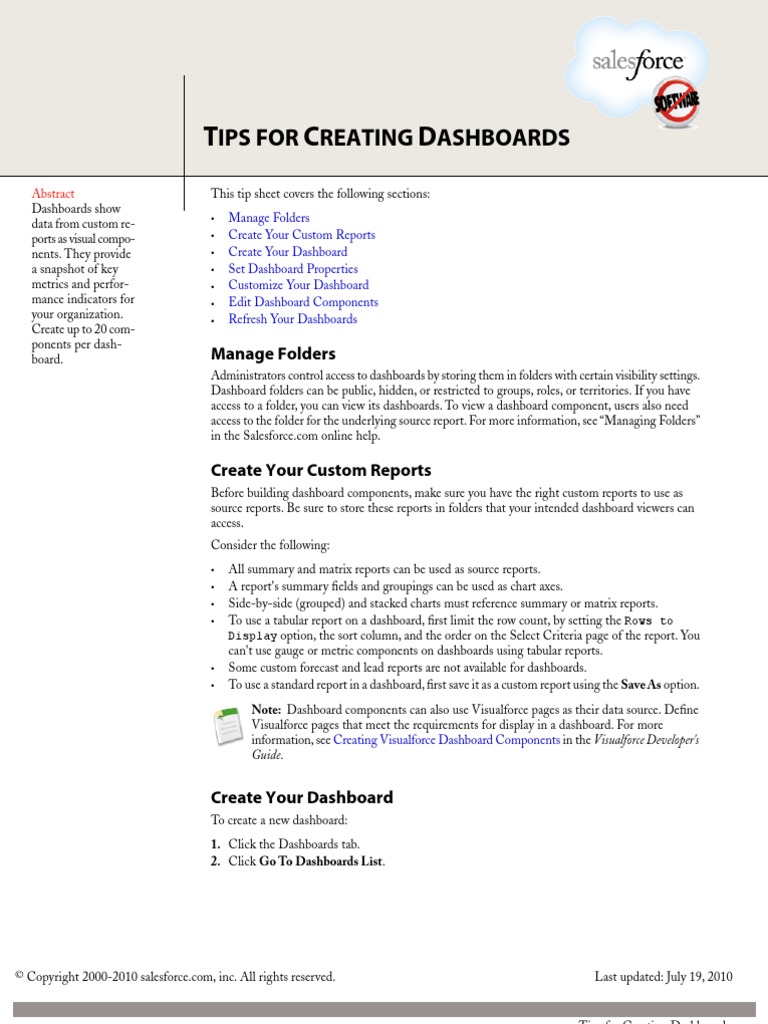 Salesforce Dashboards Cheatsheet Chart Salesforce