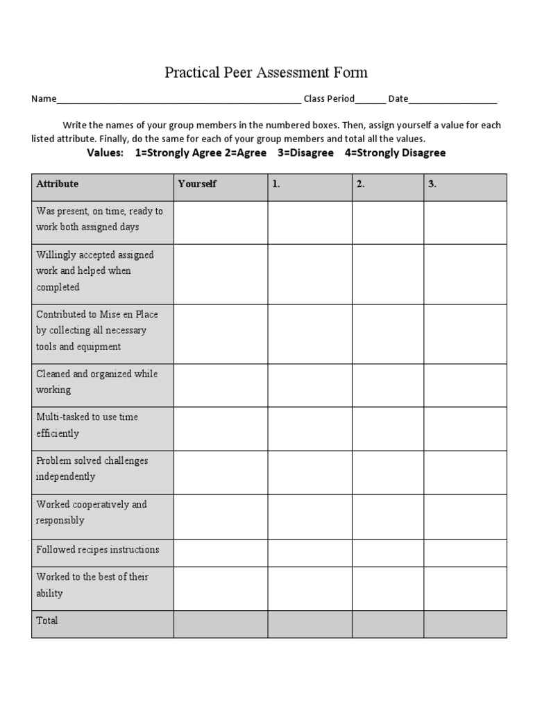 Peer Assessment Form | PDF