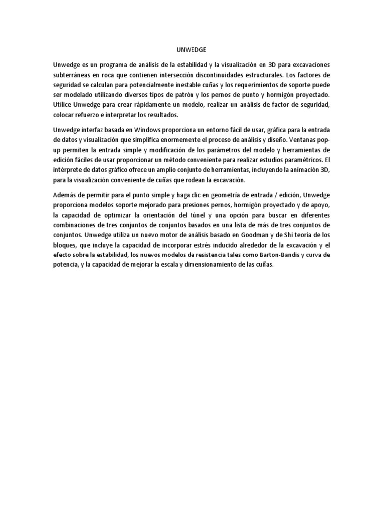 Software Unwedge | PDF | Excavación (Arqueología) | Probabilidad