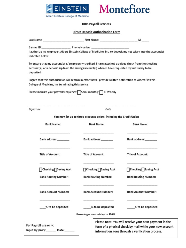 Direct Deposit Form | PDF | Payroll | Cheque