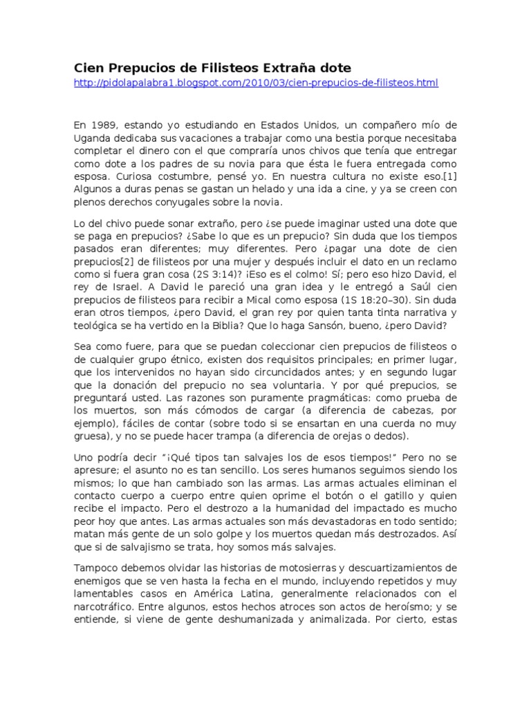 Cien Prepucios de Filisteos - Extraña Dote - Milton Acosta | PDF ...
