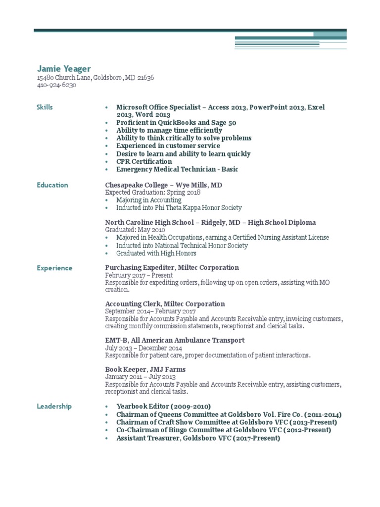 Jamie Yeager Resume | PDF | Health Care | Medicine