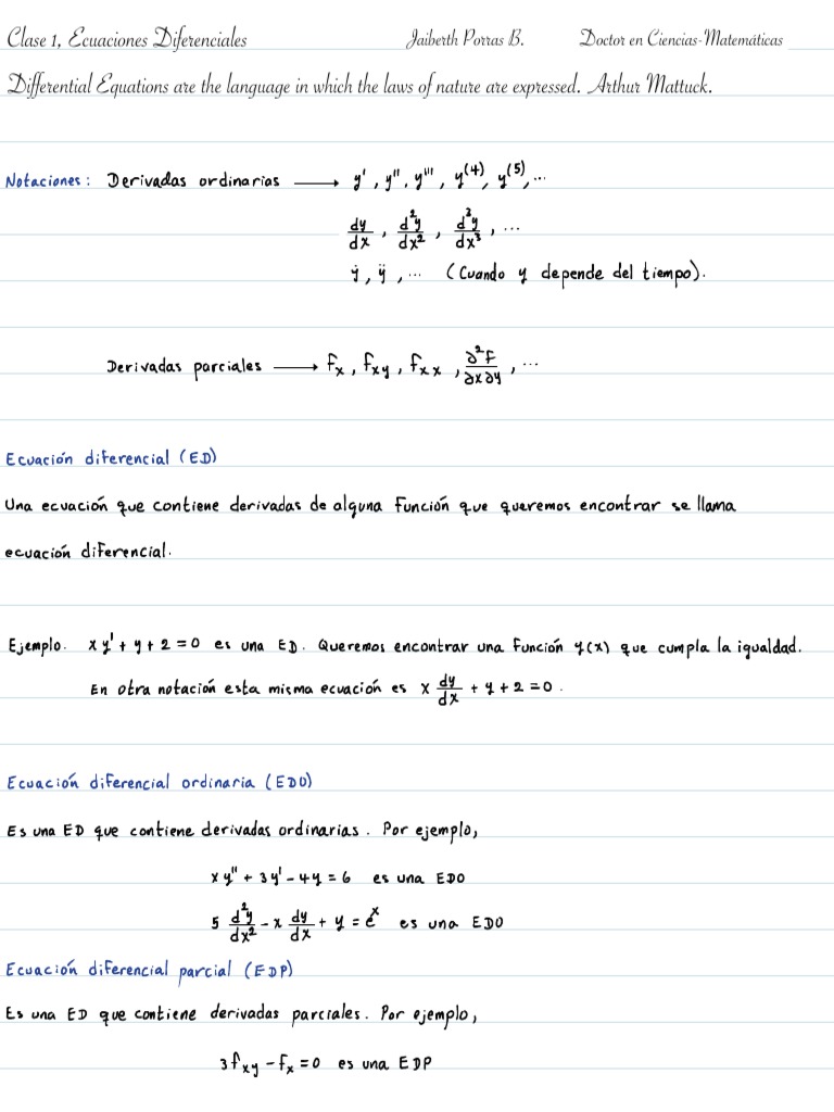 Clase 1, Ecuaciones Diferenciales Differential Equations Are The ...