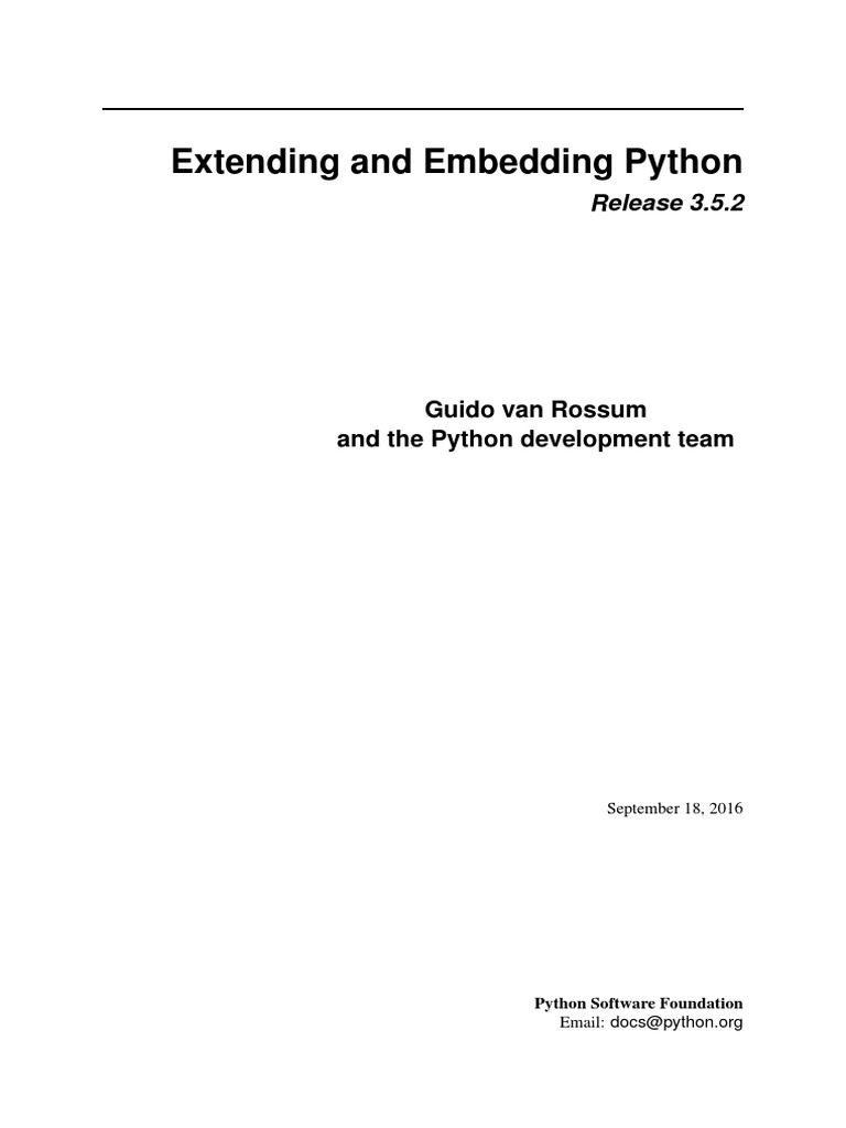 Extending and Embedding Python: Release 3.5.2 | PDF | C (Programming Language) | Parameter ...