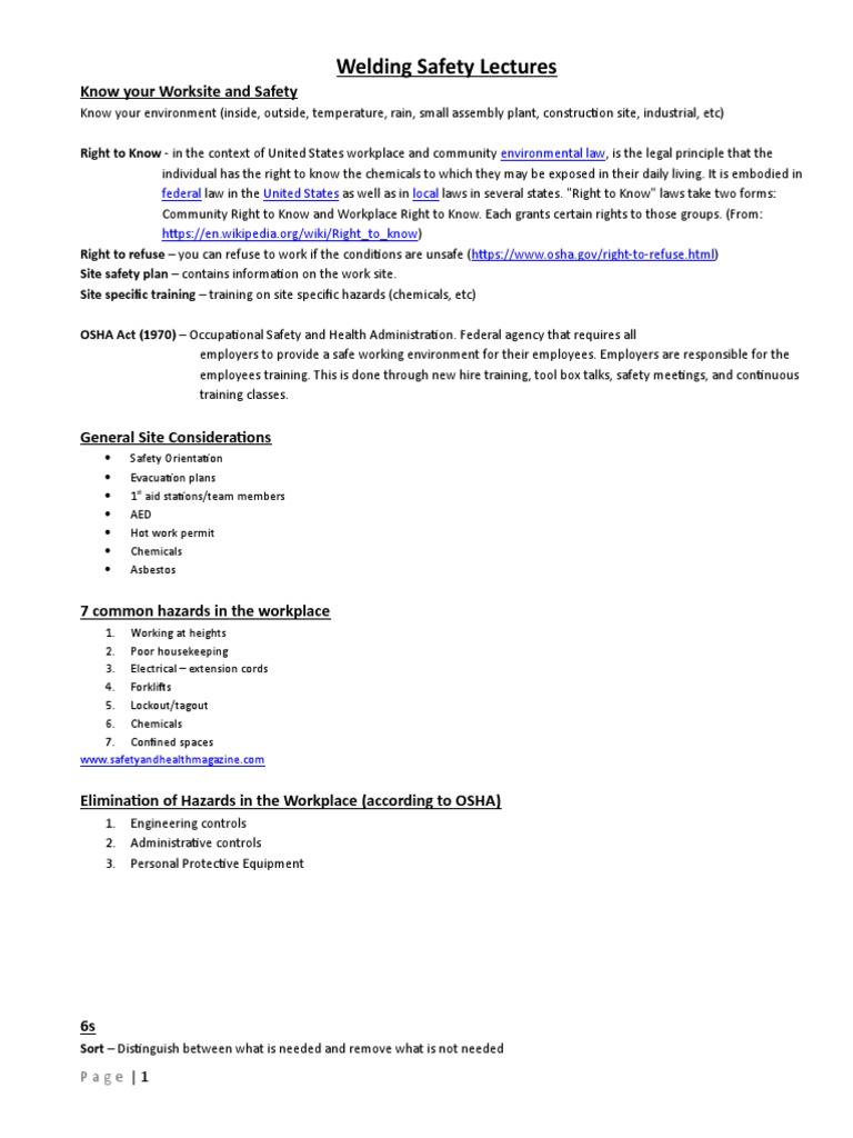 Welding Safety Lectures: Know Your Worksite and Safety | Download Free ...
