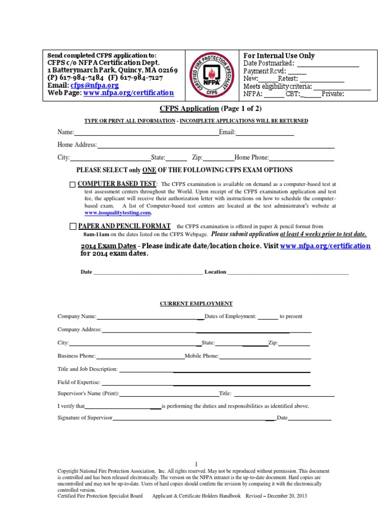 CFPS Application Form | PDF | Diploma | Test (Assessment)