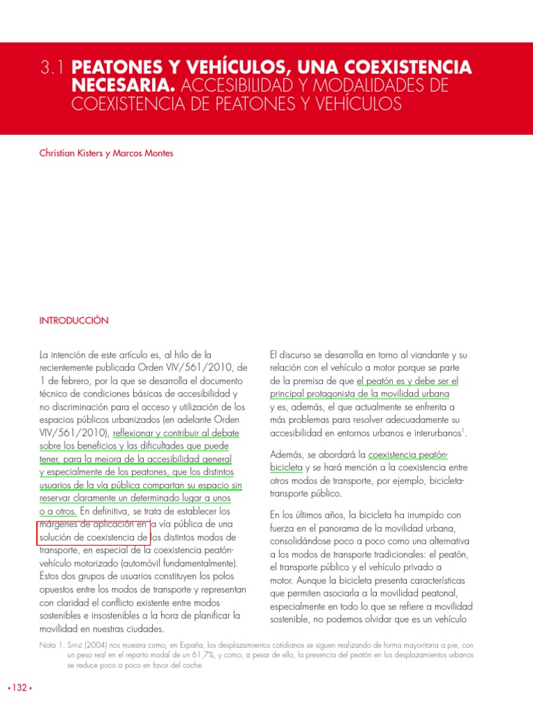 Peatones y Vehículos, Una Coexistencia Necesaria. Accesibilidad y ...