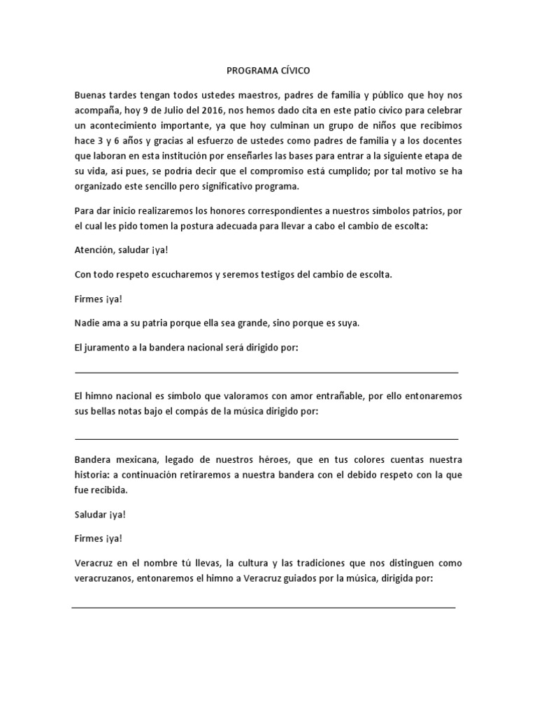 Programa Cívico de Fin de Cursos | PDF | Jardín de infancia | Educación primaria