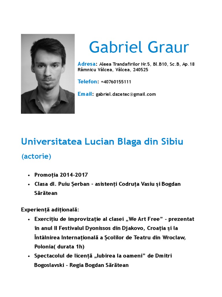 CV Gabriel Graur | PDF