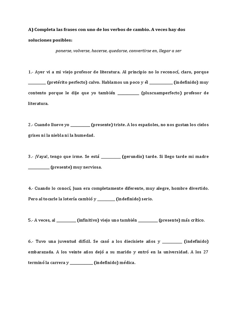 Verbos de Cambio | PDF