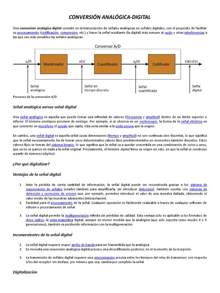 Conversión Analógica - Digital y Digital - Analogica | Conversor analógico a digital ...