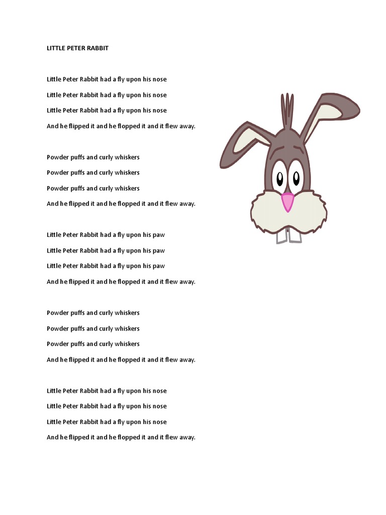 Little Peter Rabbit - Printable Words Plain Text | PDF