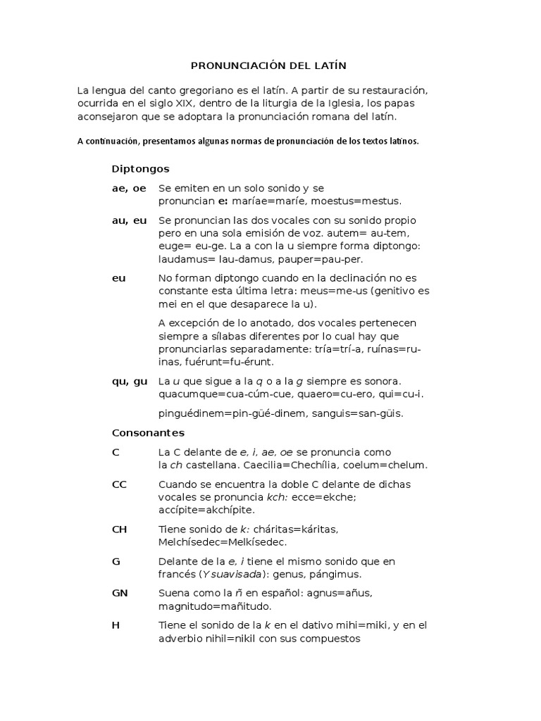 Formas y Pronunciación en Latín | PDF | latín | Vocal