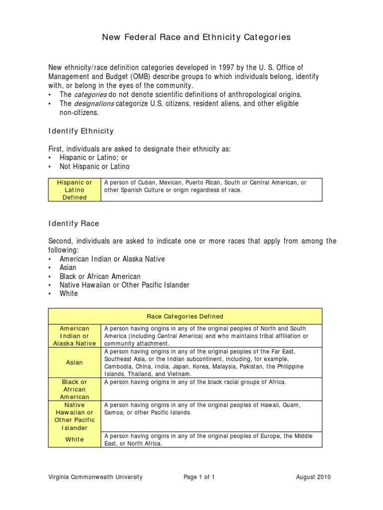 New Federal Race and Ethnicity Categories | PDF | Politics | Social Science