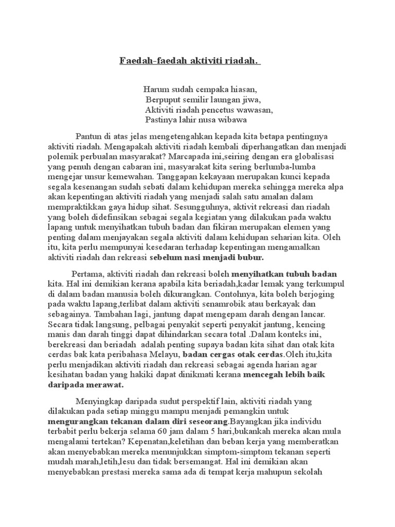 Karangan - Kepentingan Aktiviti Riada2h | PDF