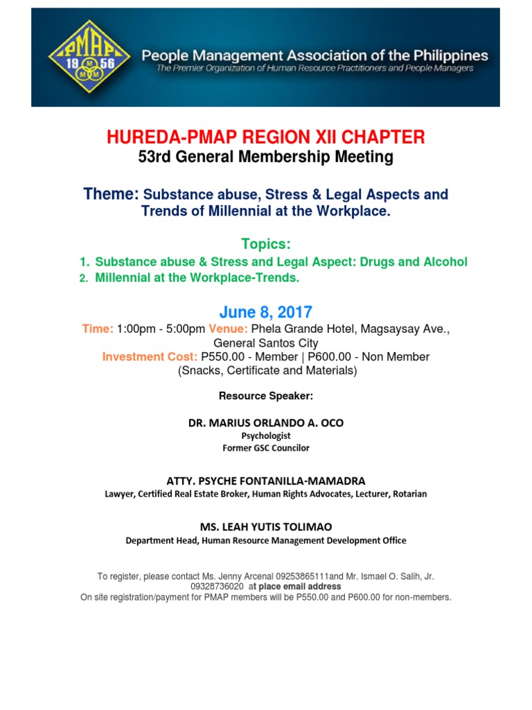 Hureda-Pmap Region Xii Chapter: 53rd General Membership Meeting | PDF ...