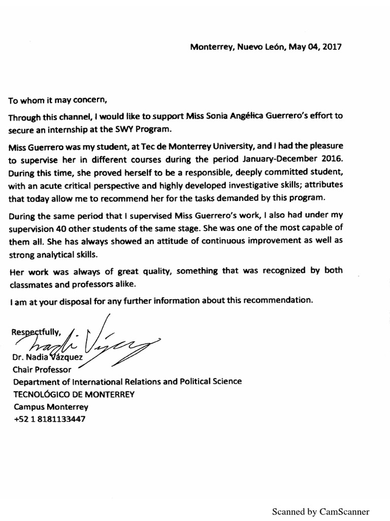 Recommendation Letter | PDF