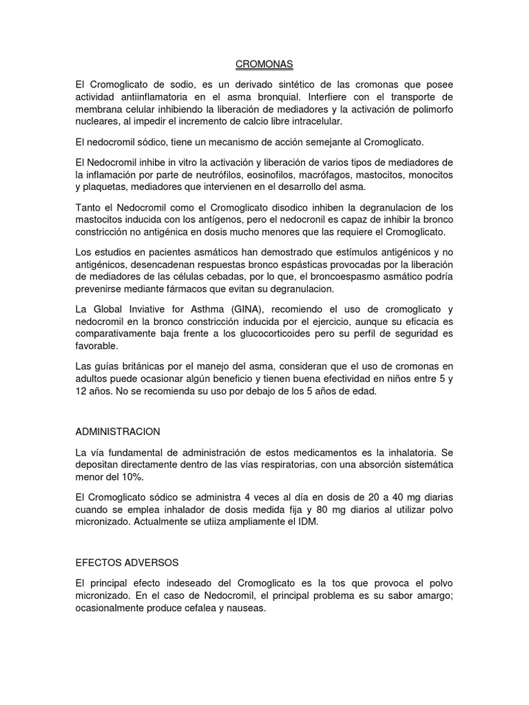 CROMONAS | PDF | Asma | Inmunología