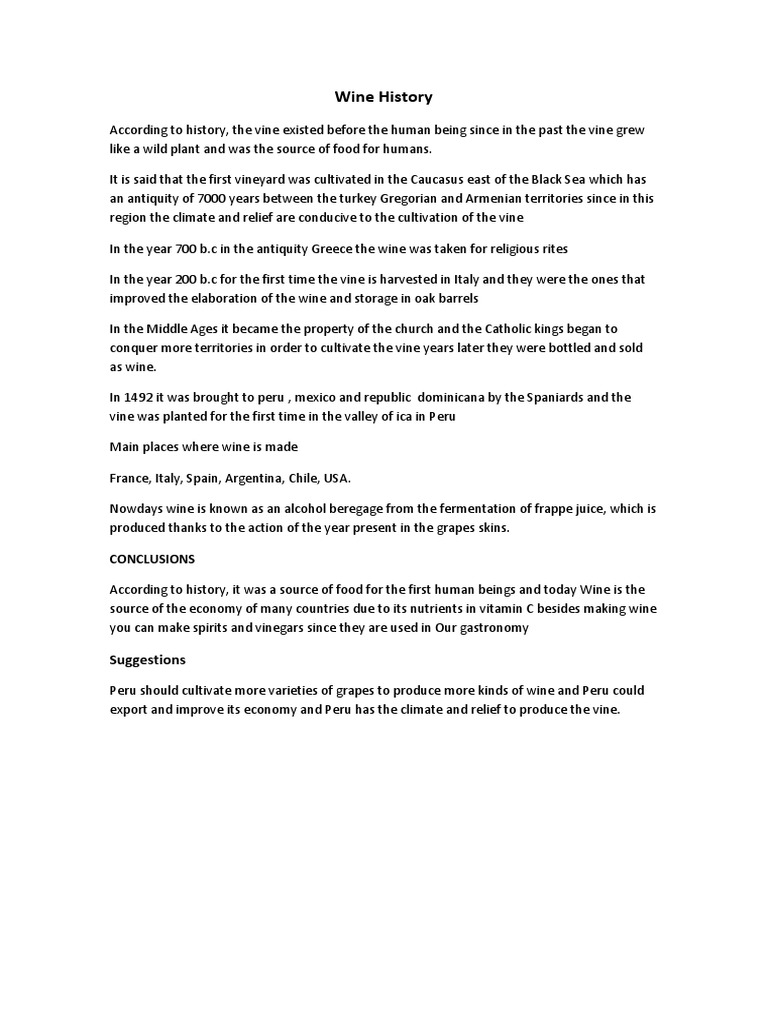 History and Evolution of Wine Production | PDF | Cooking, Food & Wine