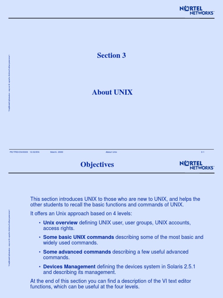 Section 3: 3-1 About Unix PE/TRD/CN/0303 12.02/EN March, 2000 | PDF ...