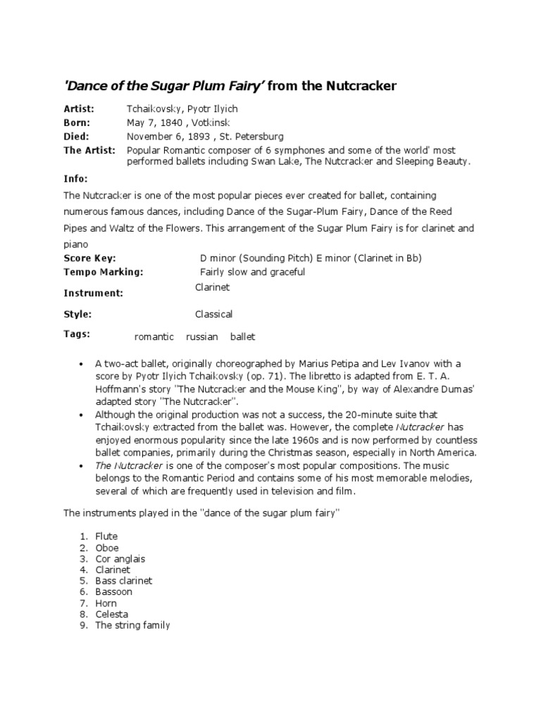 Dance of The Sugar Plum Fairy | PDF | The Nutcracker | Performing Arts