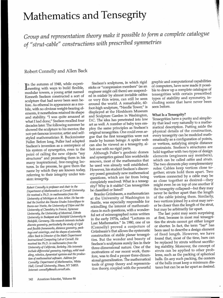 Mathematics and Tensegrity by Connelly, Back | PDF