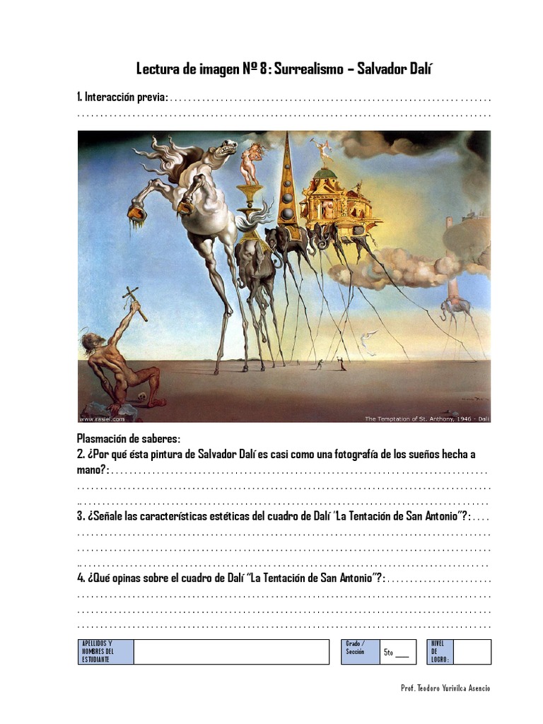 Lectura de Imagen 8 Surrealismo Dali | PDF | Salvador Dalí | Diseño de ...