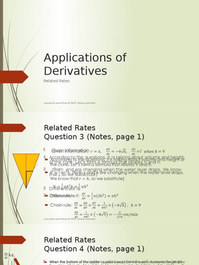 Applications of Derivatives-Related Rates | PDF
