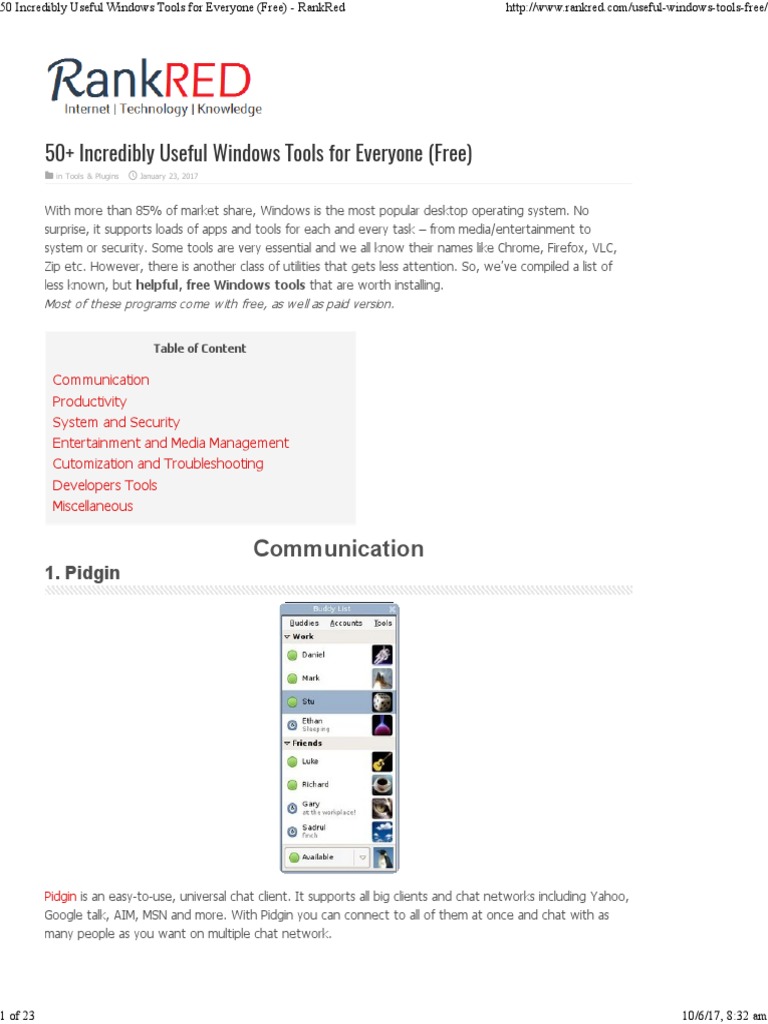 50 Incredibly Useful Windows Tools For Everyone (Free) - RankRed | PDF ...