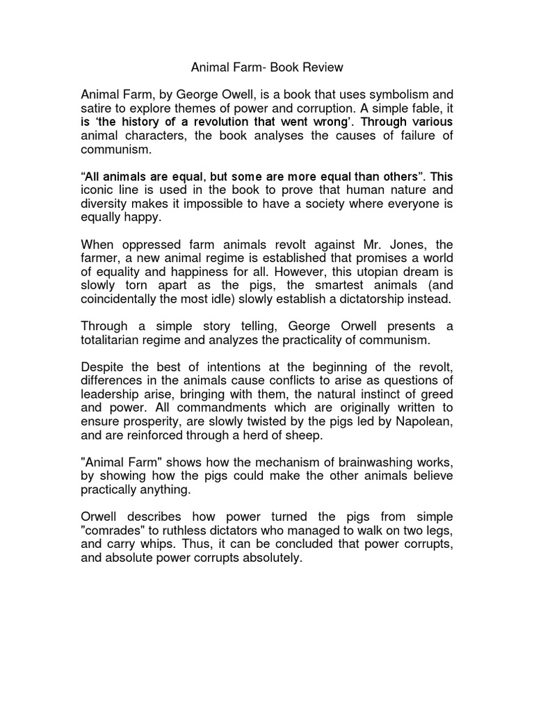 Animal Farm - Book Review | PDF | Young Adult | General Fiction