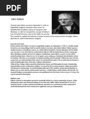 John Dalton Color Blindness Discovery
