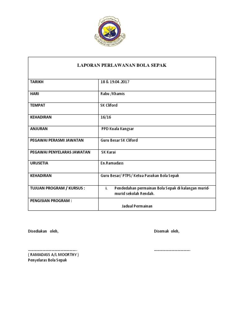 Laporan Perlawanan Bola Sepak | PDF