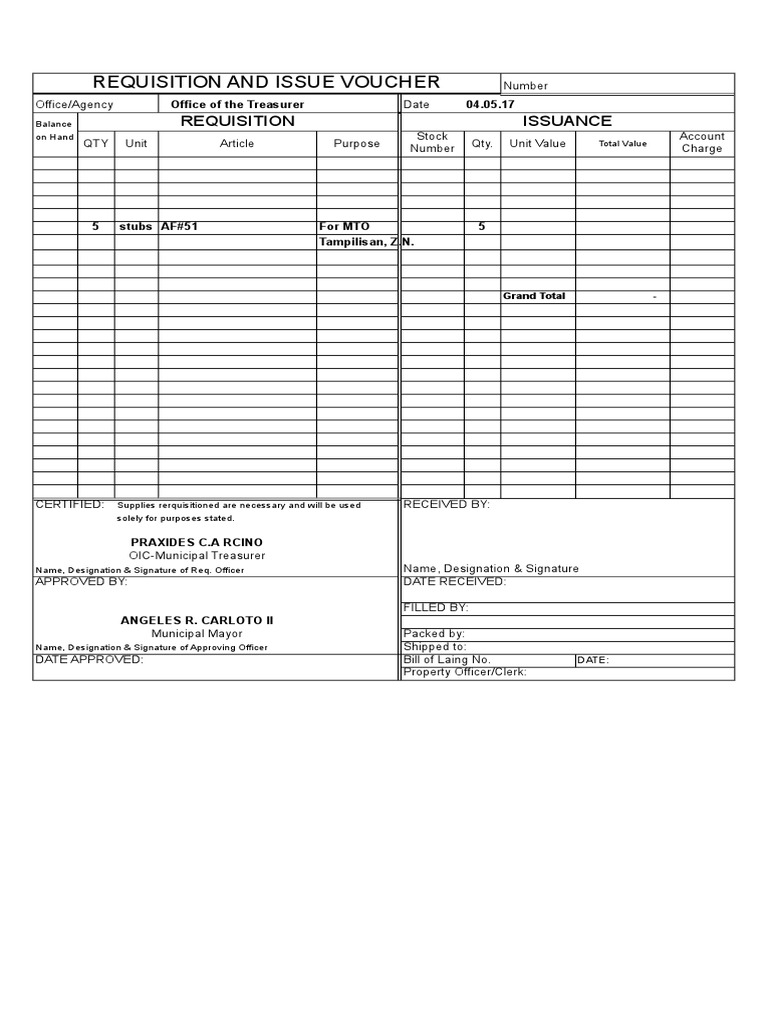 Requisition and Issue Voucher | PDF | Government | Business