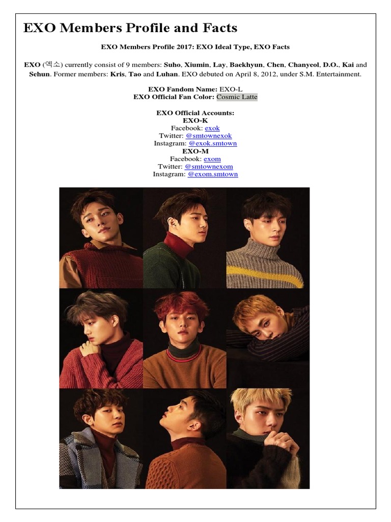 EXO Members Profile and Facts | PDF | Entertainment (General)