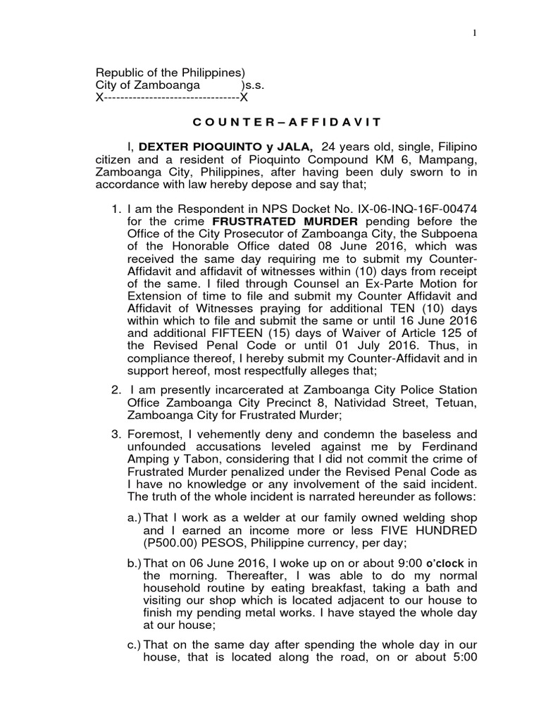 Counter Affidavit | PDF | Arrest | Virtue
